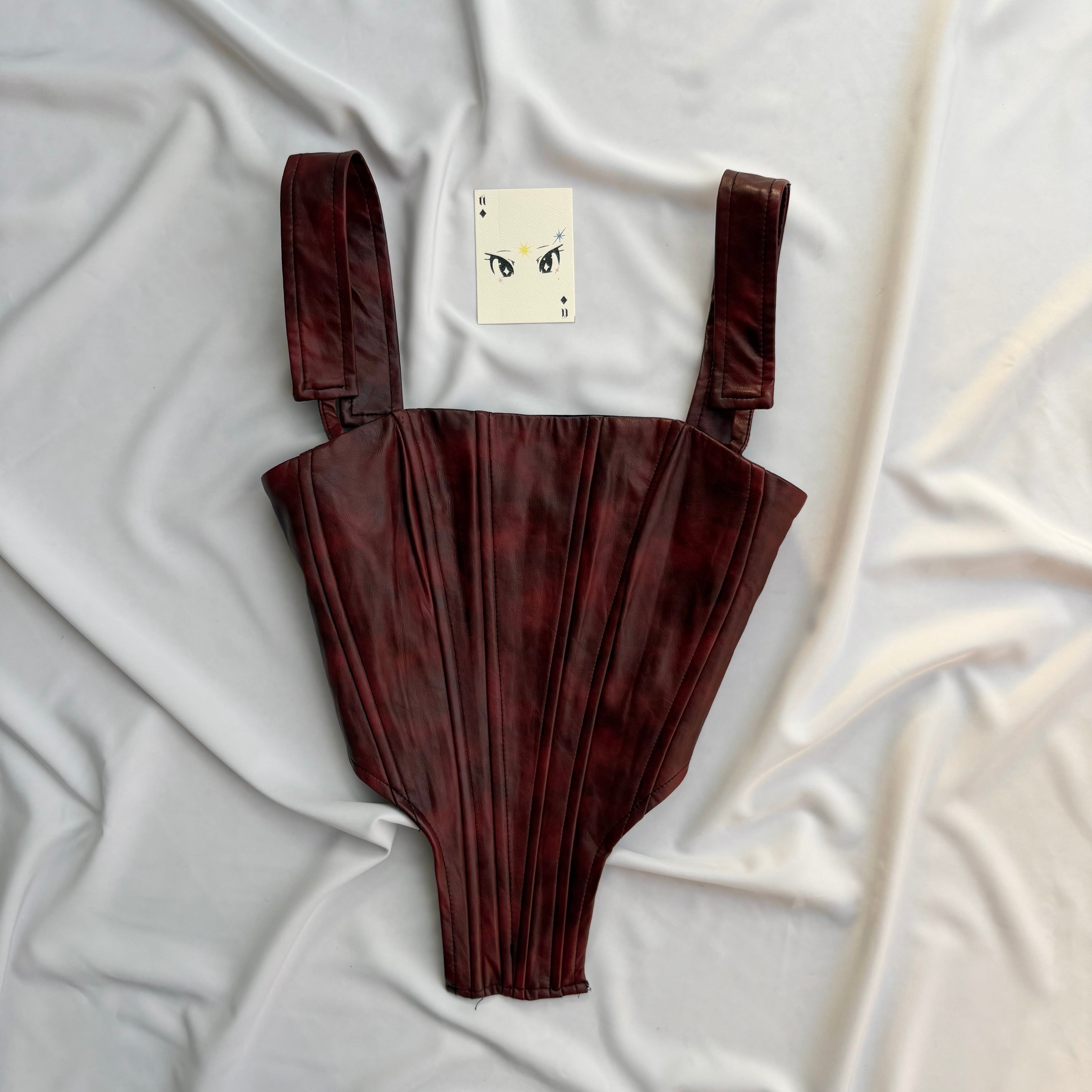 MAROON FAUX LEATHER CORSET (Bust : 30-34, Upper Waist : 26-28) – TITLQE